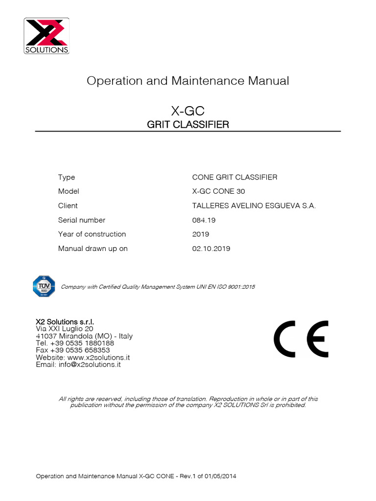 X-GC Cone Grit Classifier Manual | PDF | Power Supply | Personal ...