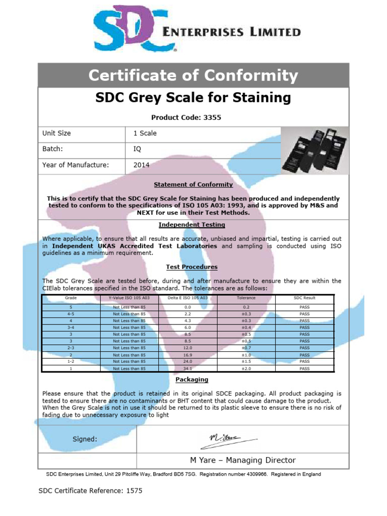 SDC Grey Scale For Assessing Staining (IQ) | PDF