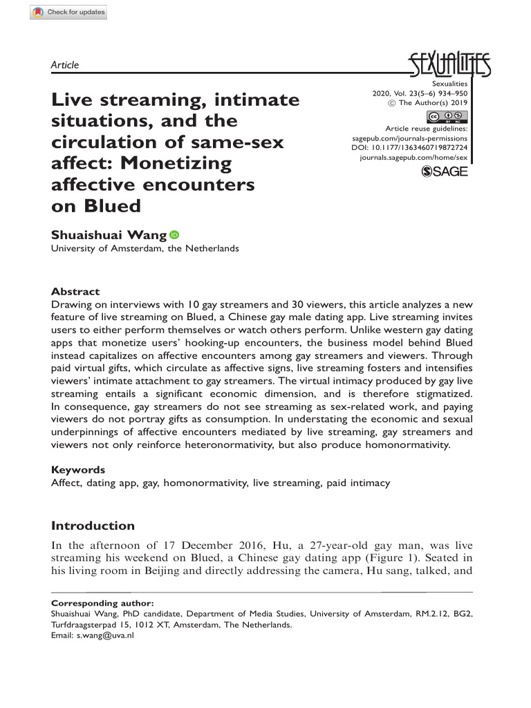 Wang 2019 Live Streaming Intimate Situations and The Circulation of Same Sex Affect Monetizing ...