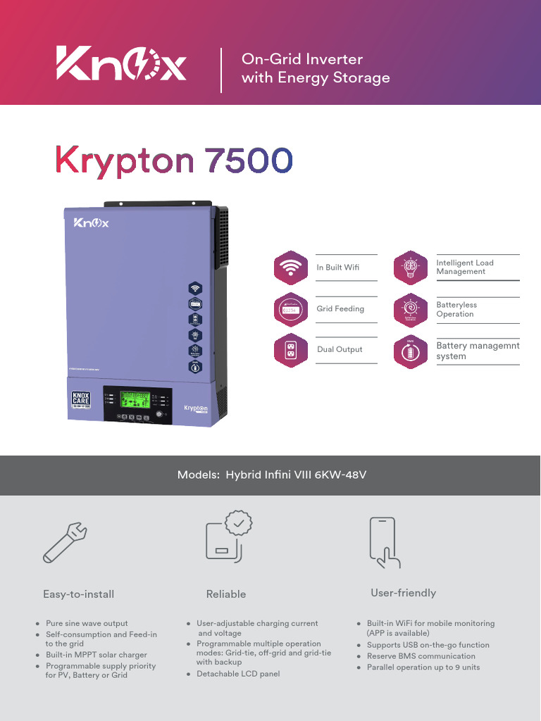 Knox Krypton 6kw Hybrid Solar Inverter | PDF | Alternating Current | Power Inverter