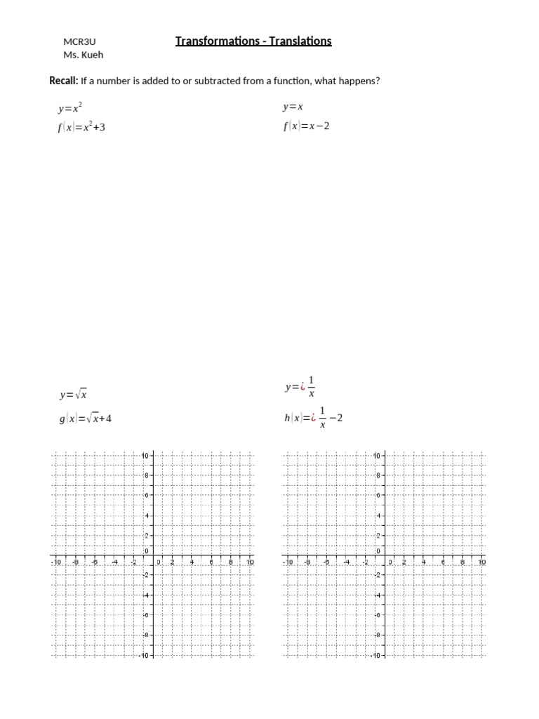Lesson 4 Translations No Graphing Calc | PDF