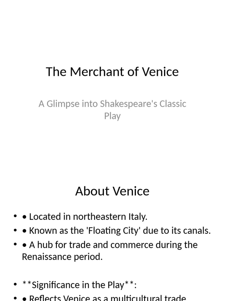 The Merchant of Venice: Themes & Summary | PDF