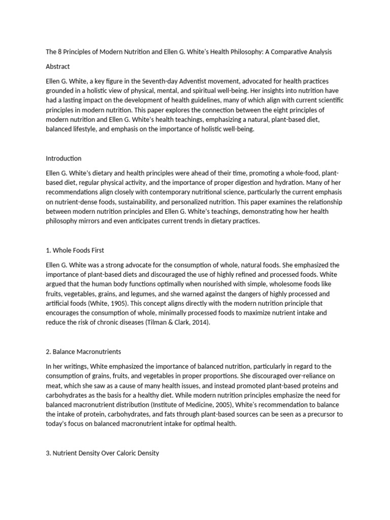 The 8 Principles of Modern Nutrition and Ellen G | PDF | Nutrients ...