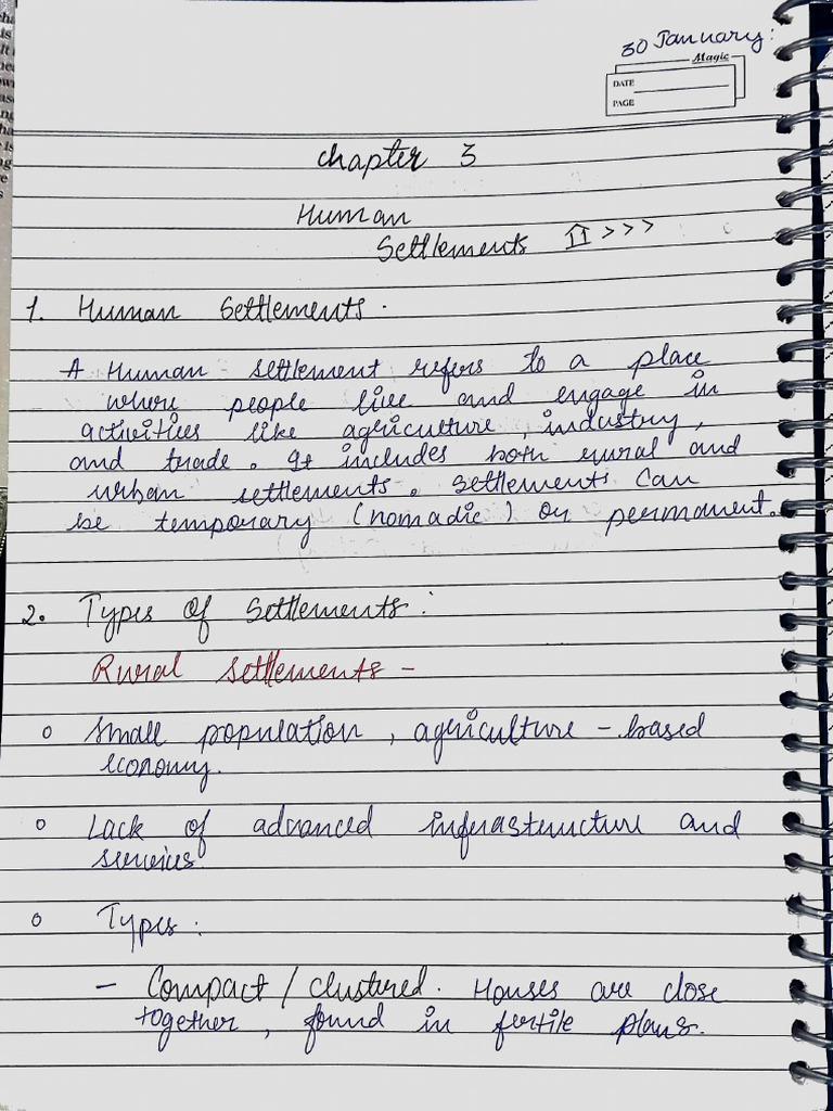 Class 12 Geography Human Settlements Notes | PDF