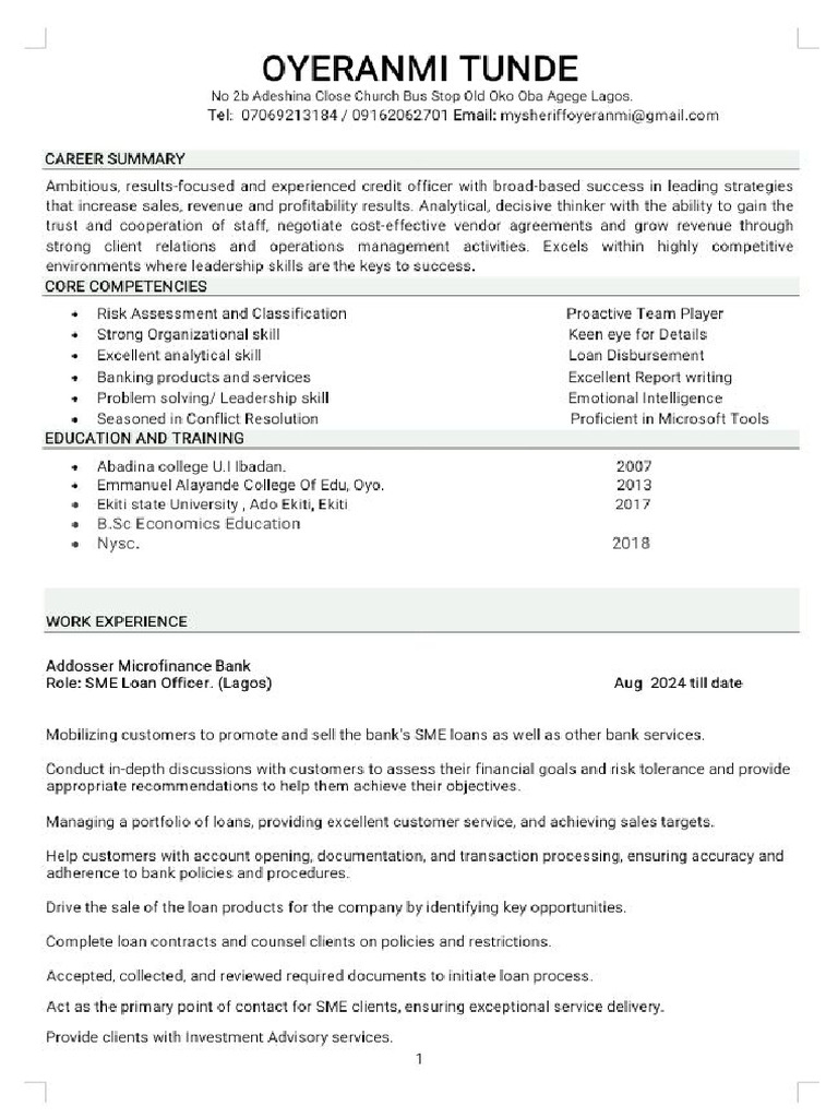 Oyeranmi Tunde Sheriff CV | PDF