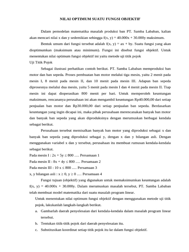 Kelas XI Program Linear_Uji Titik Pojok | PDF