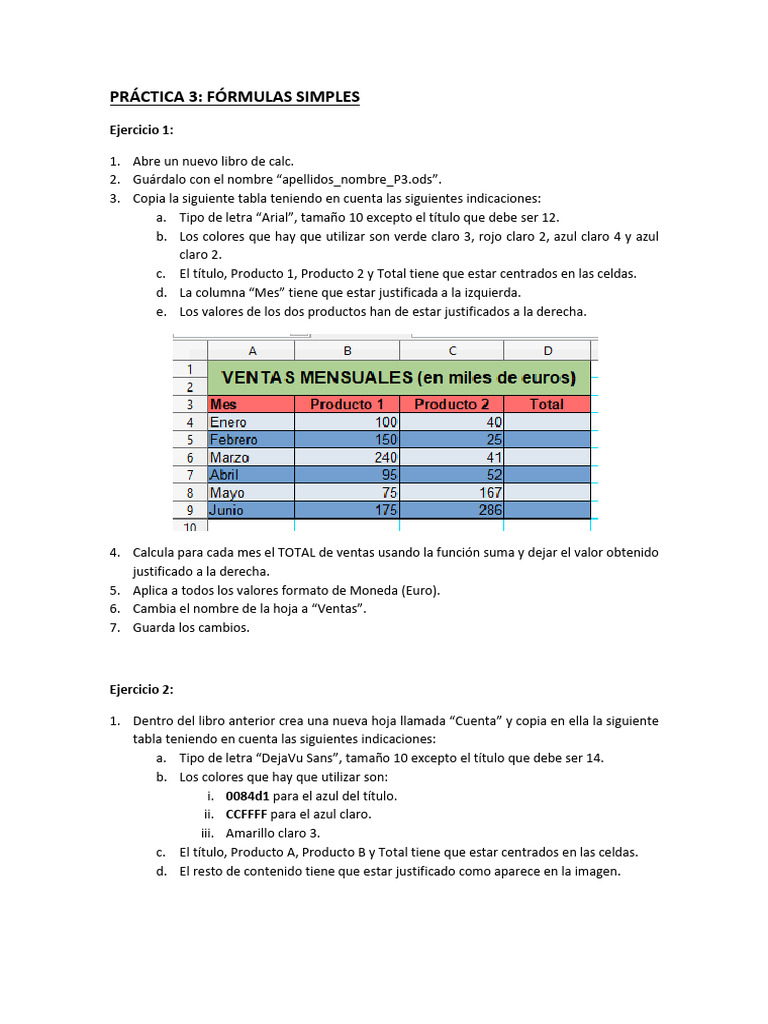 P3. Fórmulas Simples | PDF
