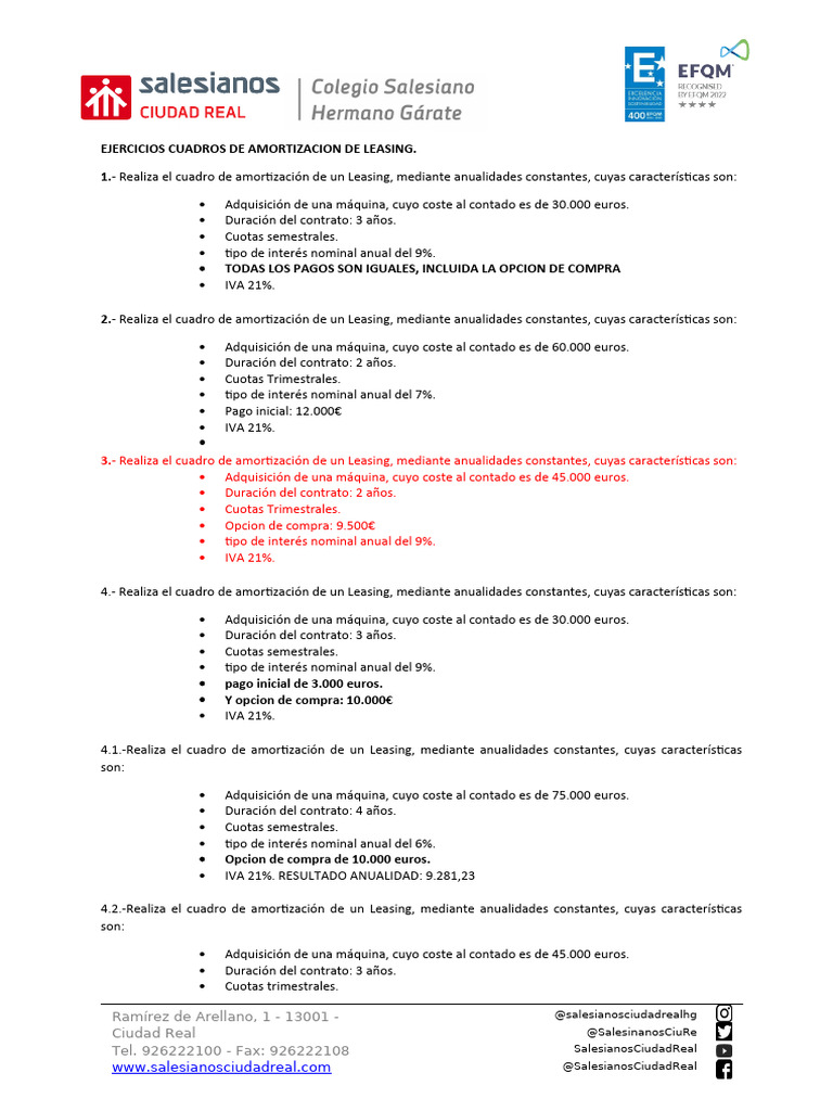 Ejercicios Leasing Ii | PDF | Capital financiero | Alquiler