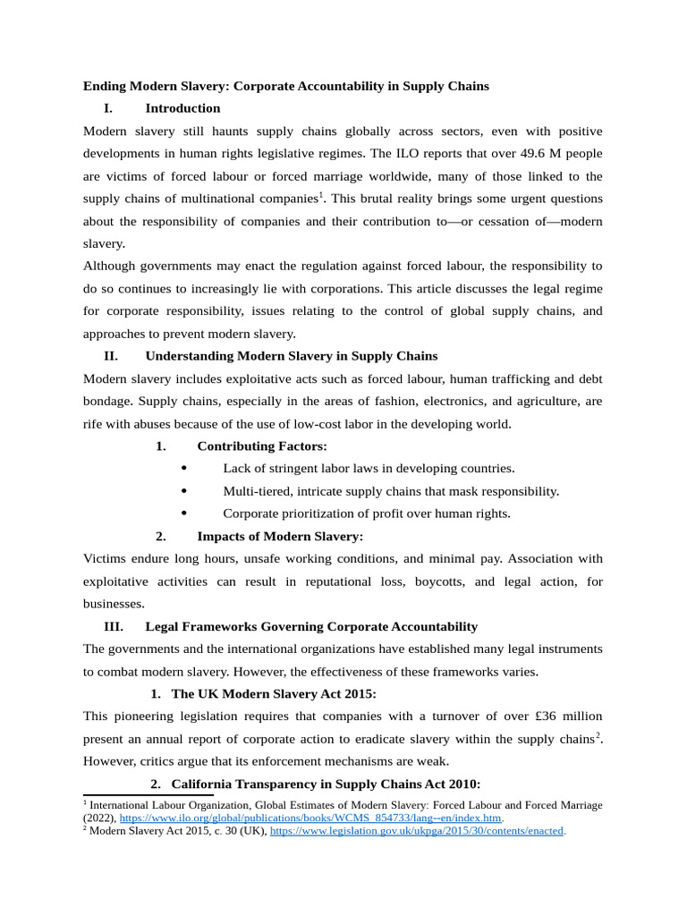 Task 3.ending Modern Slavery | PDF | Slavery | Due Diligence