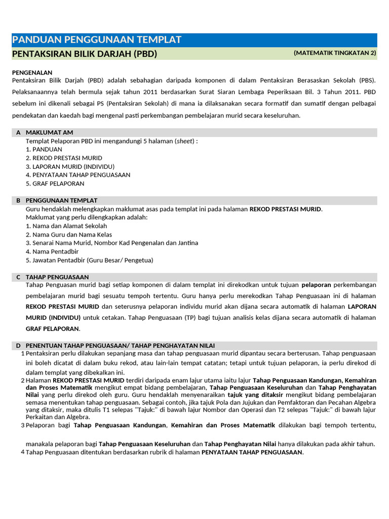 template PBD matematik 2S5 | PDF
