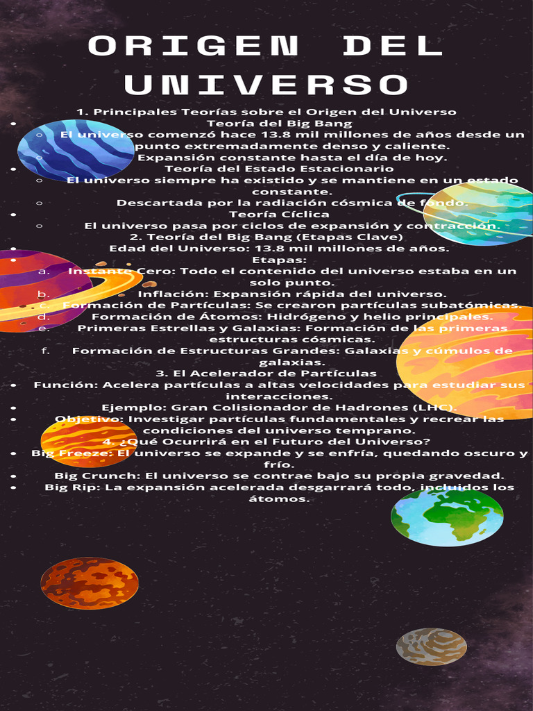 1. Principales Teorías sobre el Origen del Universo Teoría del Big Bang ...