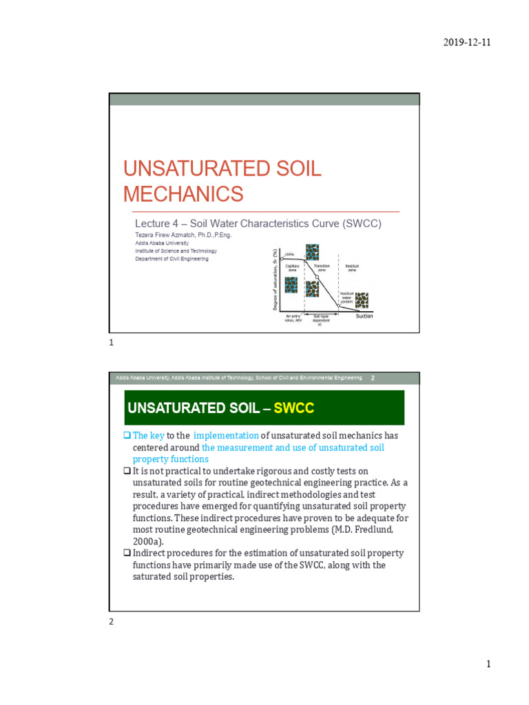 Unsaturated Soil Mechanics Lecture 4 - SWCC Stu - 2 | PDF | Adsorption ...