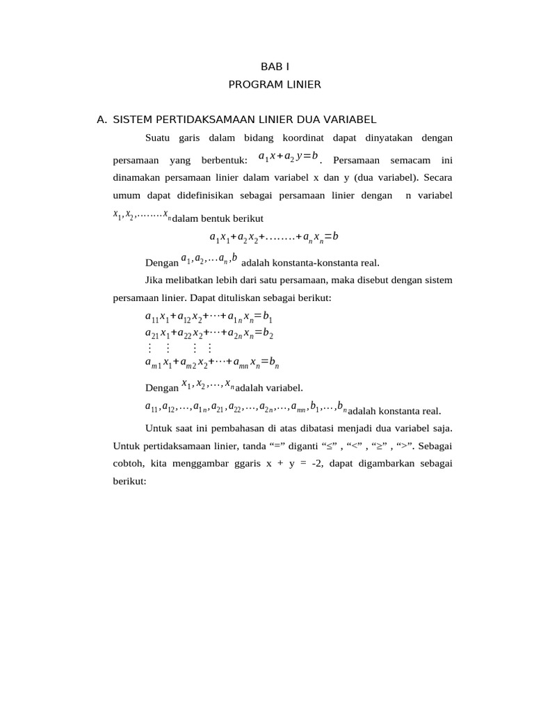 Kelas XI Program Linear - Sistem Pertidaksamaa Linier Dua Variabel | PDF