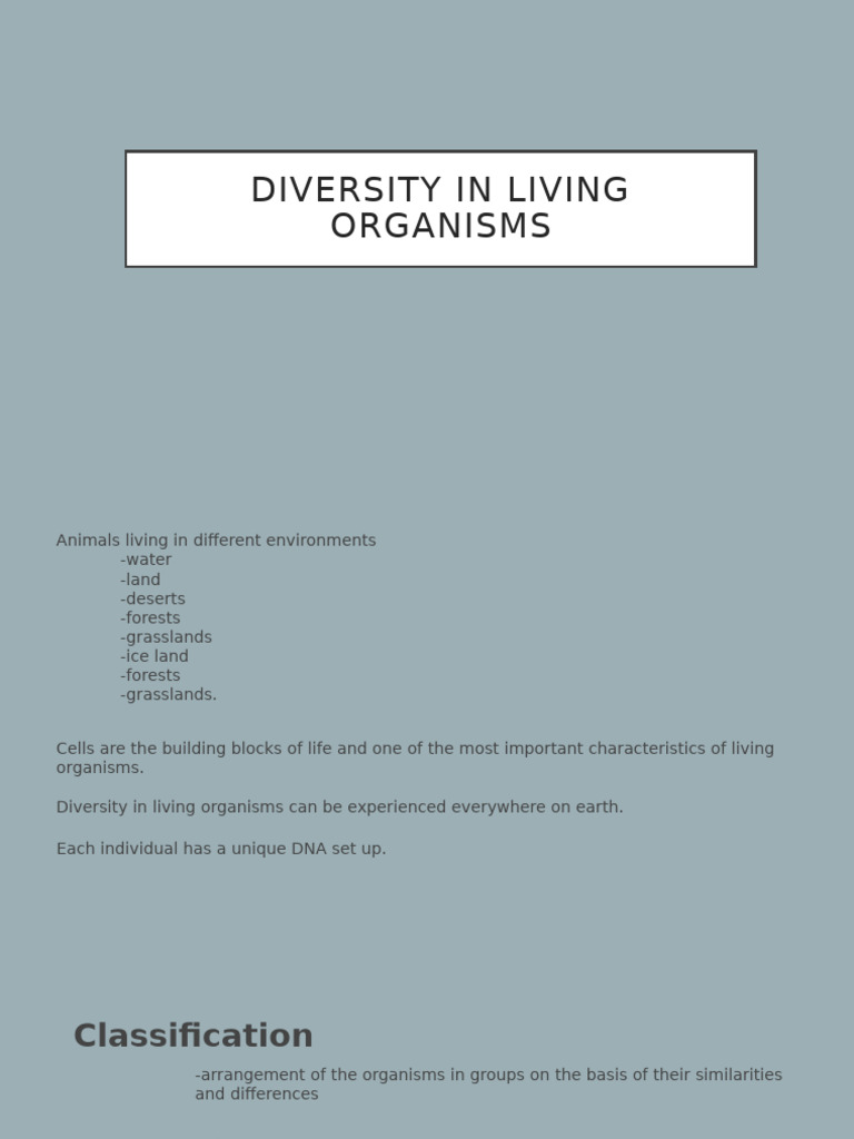 Diversity in Living Organisms | PDF | Cell (Biology) | Genus