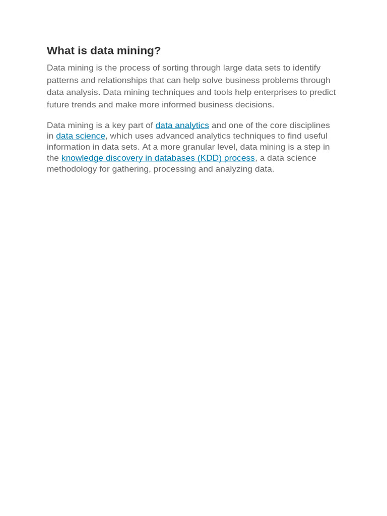 What Is Data Mining?: Data Analytics Data Science Knowledge Discovery in Databases (KDD) Process ...