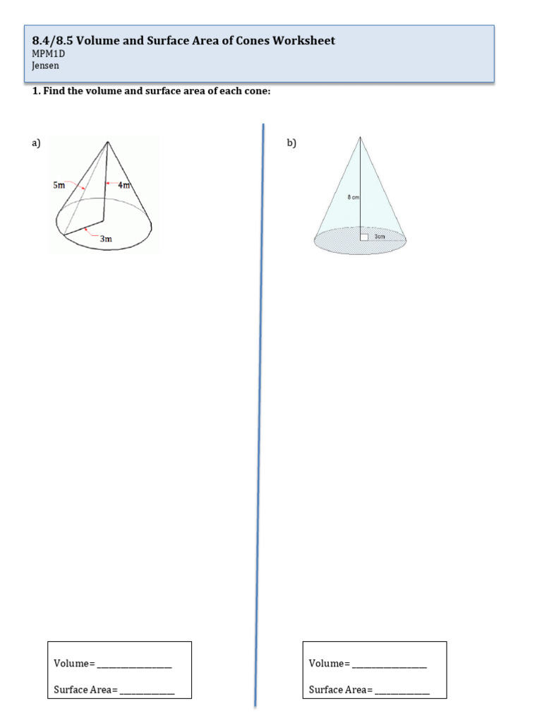 Volume and Area of A Cone | PDF | Volume | Area