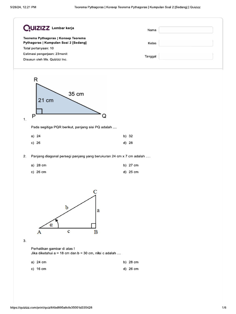 Teorema Phytagoras Sedang | PDF