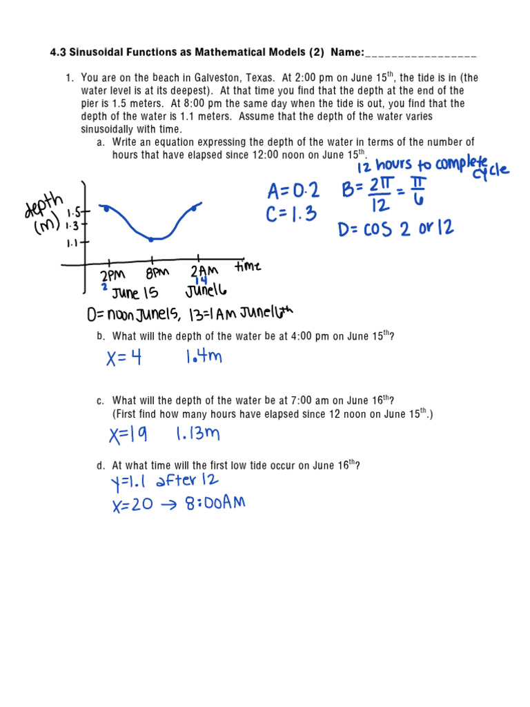 Sinusoidal Functions in Real-World Scenarios | PDF | Tide | Submarines