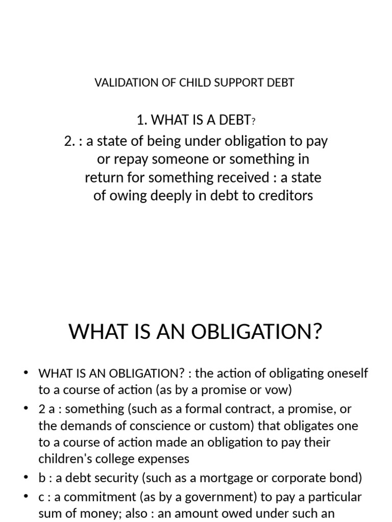 Validation of Child Support Debt Slideshow | PDF | Debt | Child Support