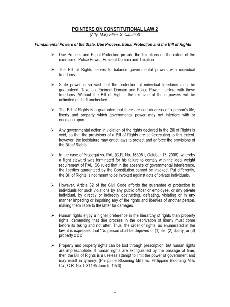 2023.Consti2.Pointers-Part-1 | PDF | Overbreadth Doctrine | Vagueness ...