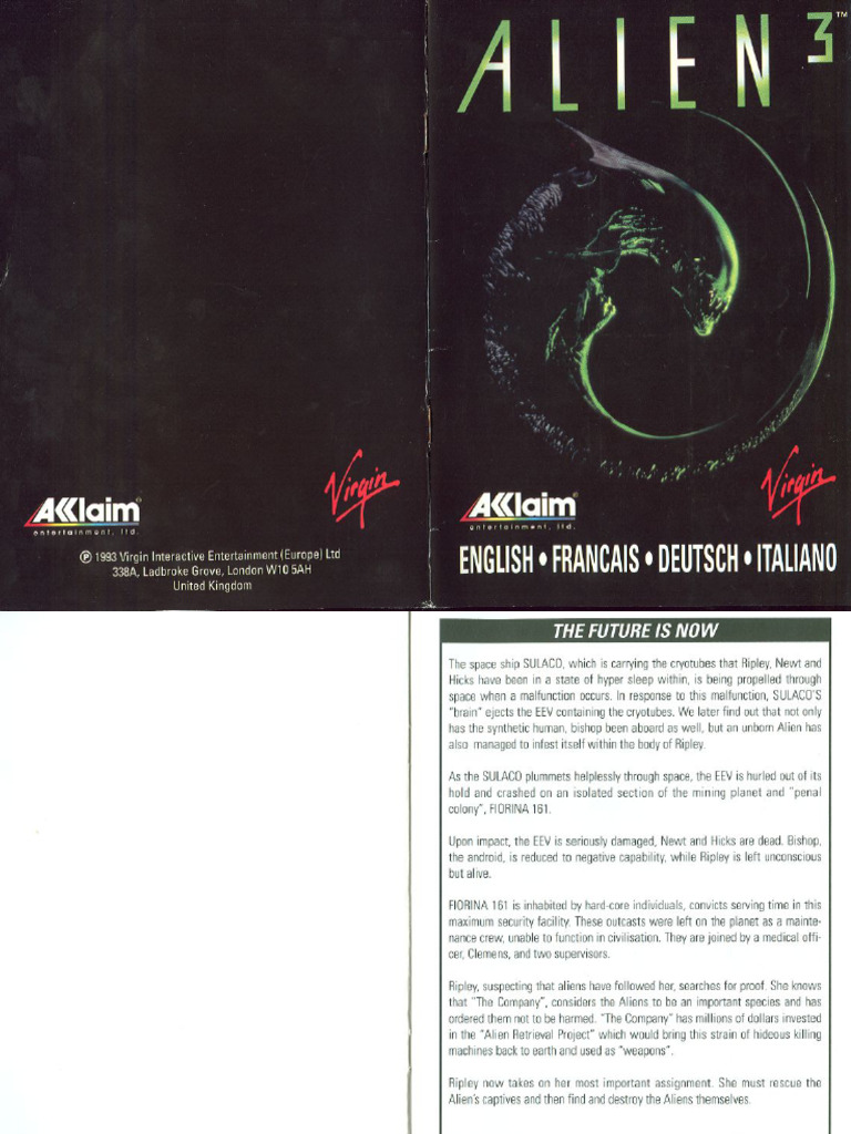 Alien 3 1992 Virgin | PDF