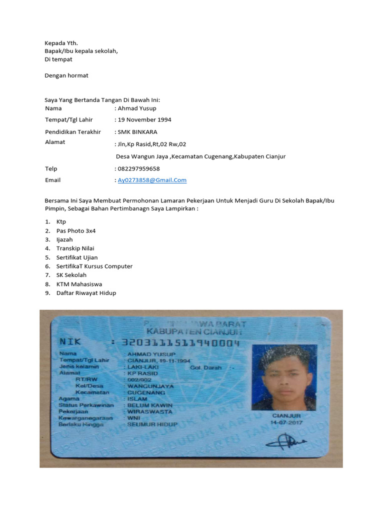 Berkas Lamaran Kerja Ahmad Ytusup 1-Compressed | PDF