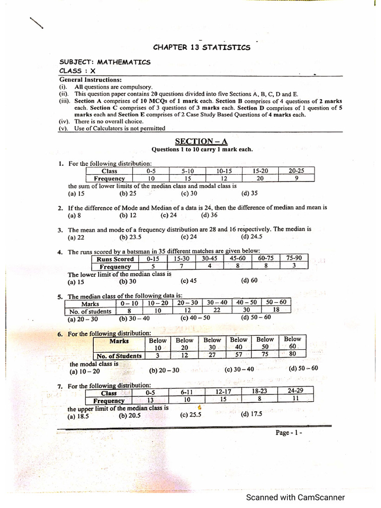 Statistics Class 10 | PDF