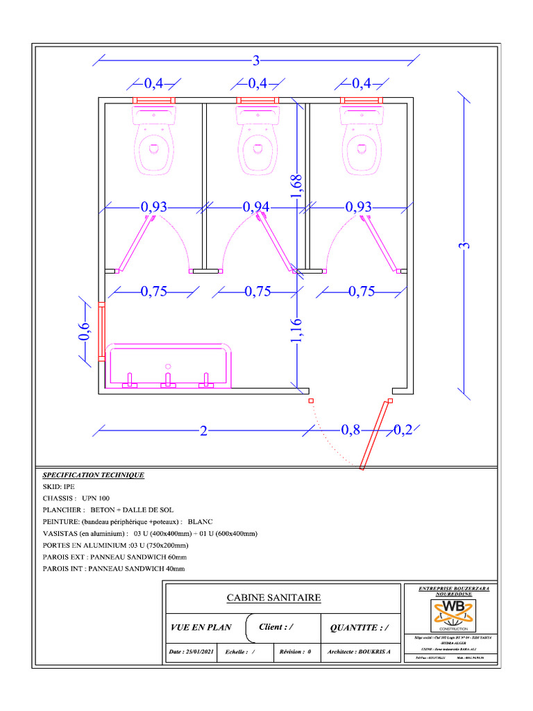 Plan SANITAIRE (03x03) M 1 | PDF