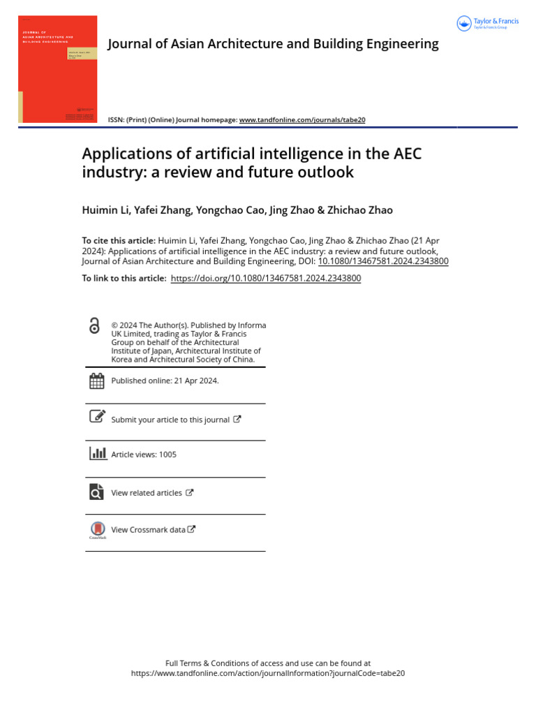 2024 - Applications of Artificial Intelligence in The AEC Industry A ...