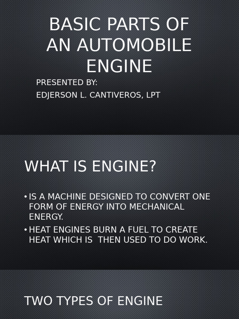 Basic Parts of An Automobile Engine | PDF | Internal Combustion Engine ...