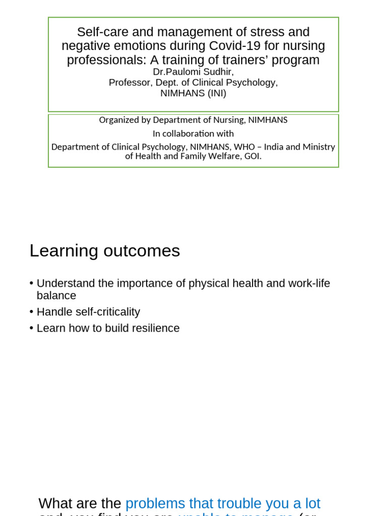 Stress Management for Nurses | PDF | Psychological Resilience | Stress ...