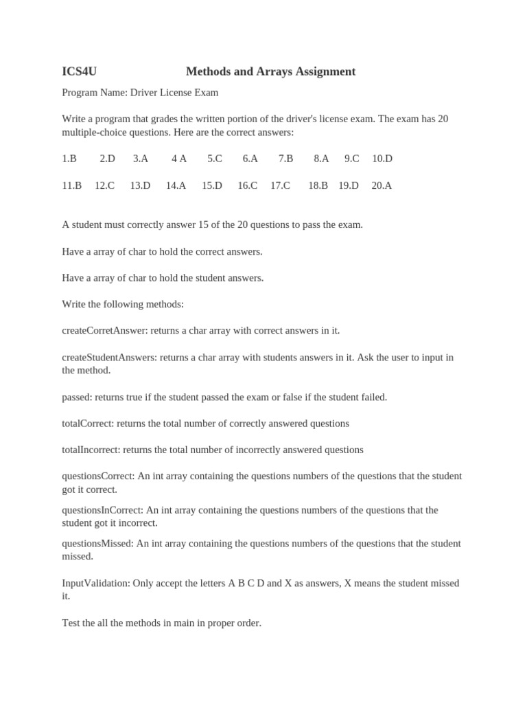 Methods and Arrays Assignment | PDF