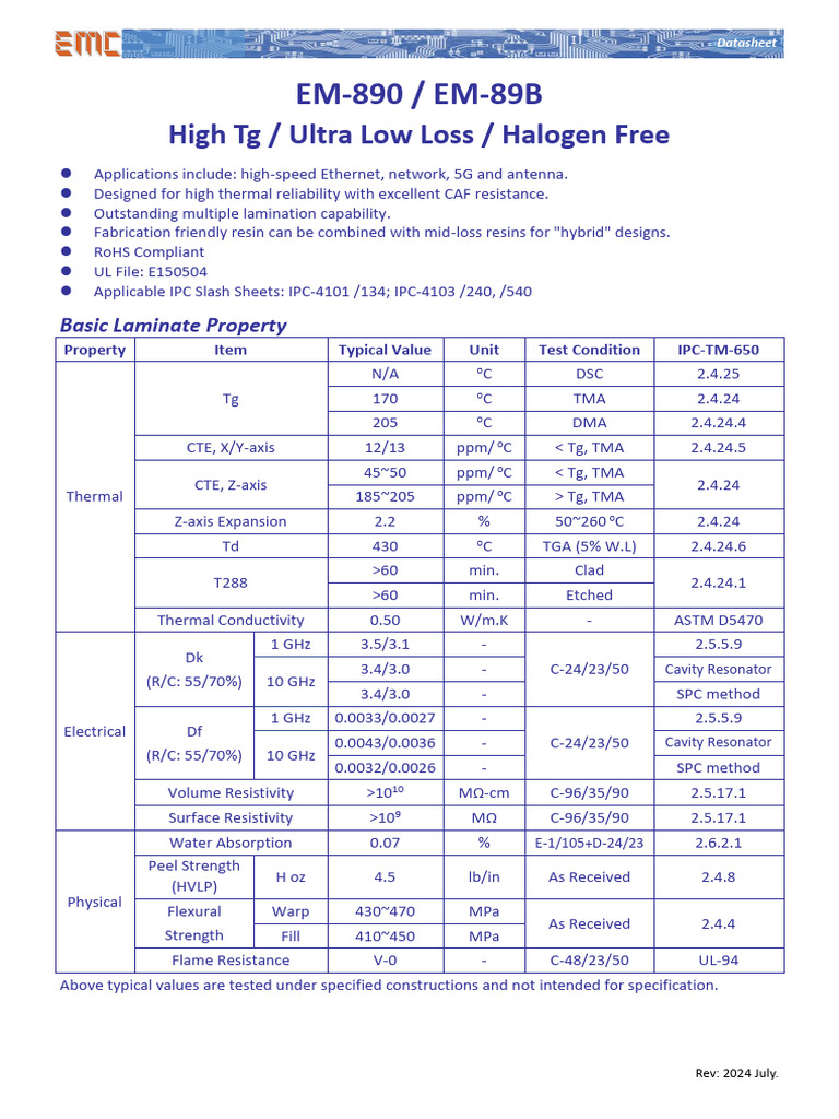 FR4 EM-890 Datasheet | PDF | Applied And Interdisciplinary Physics | Building Engineering