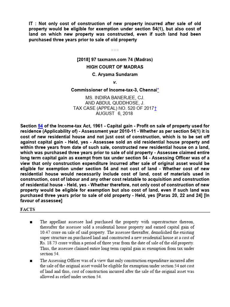 Section 54 | PDF | Capital Gain | Capital Gains Tax