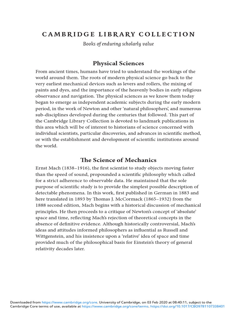 The Science of Mechanics a Critical and Historical Exposition of Its ...