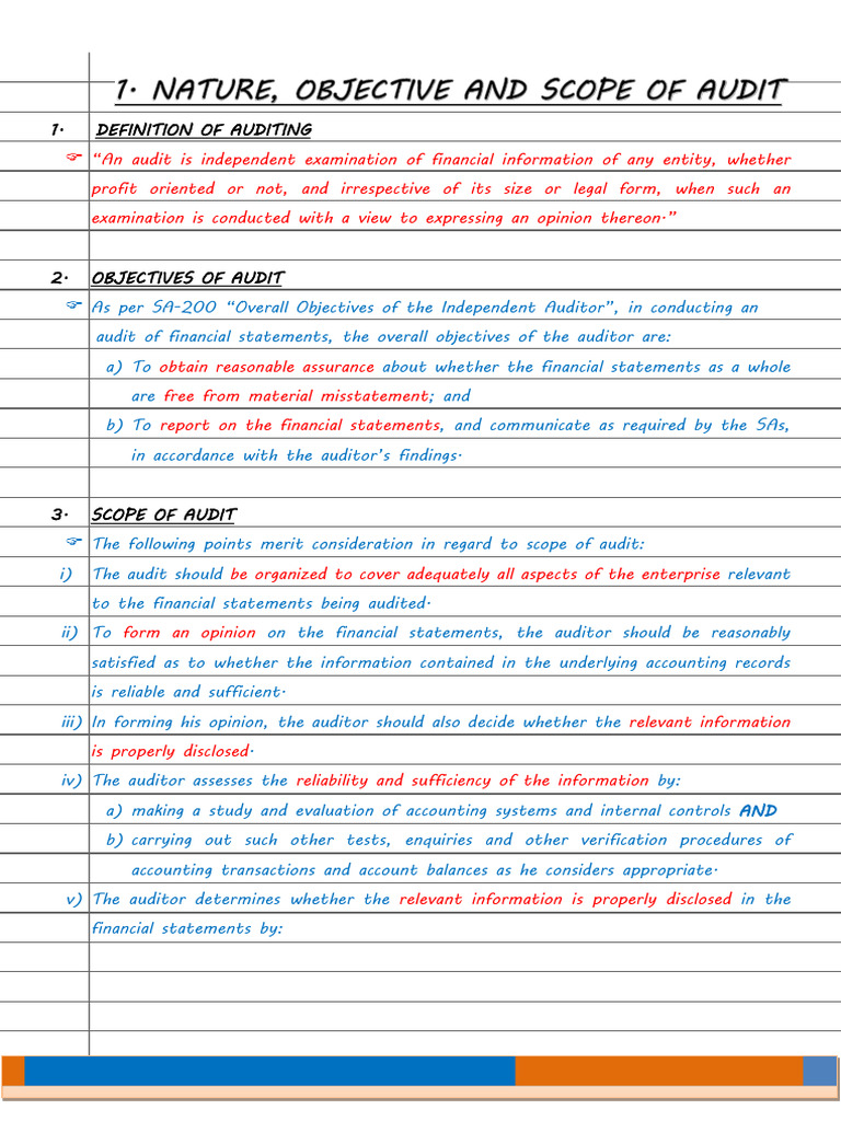 Chapter 1 NATURE OBJECTIVE & SCOPE OF AUDIT | PDF | Audit | Financial Audit