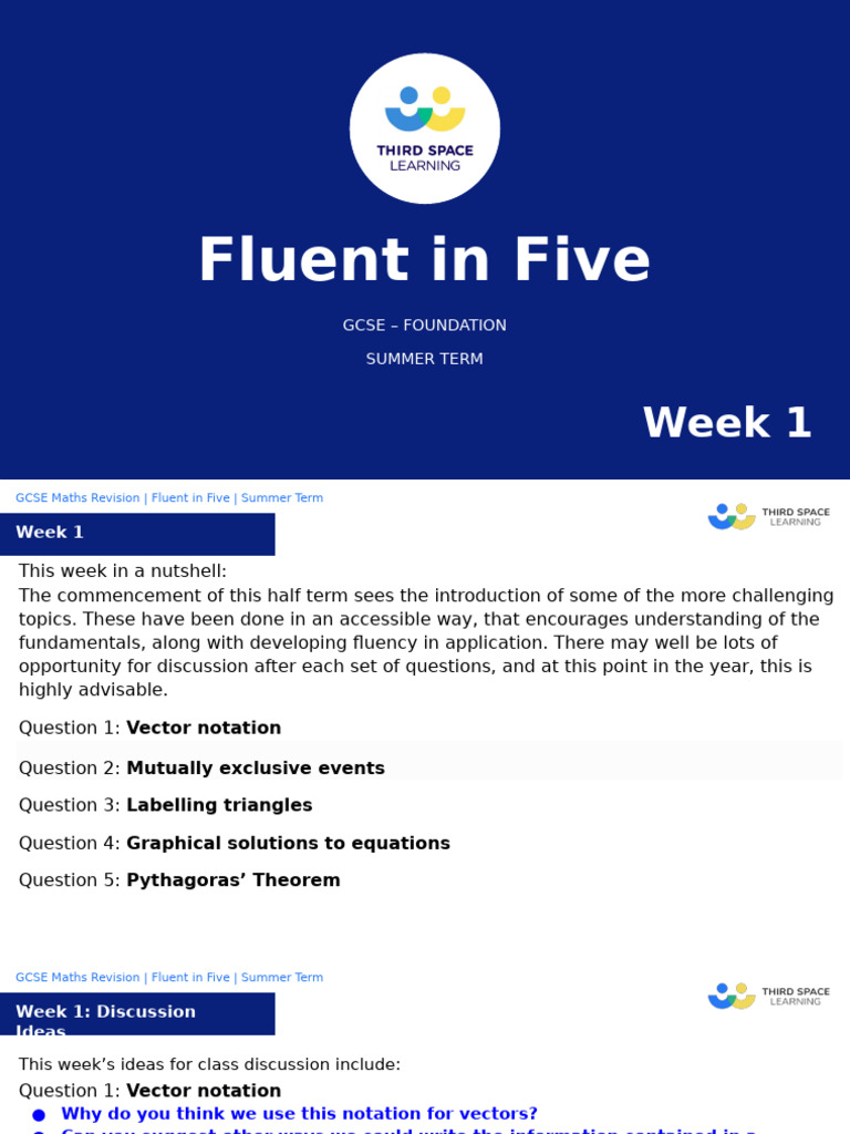 Fluent in Five - Summer Term Week 1 | PDF | Fluency | Mathematics