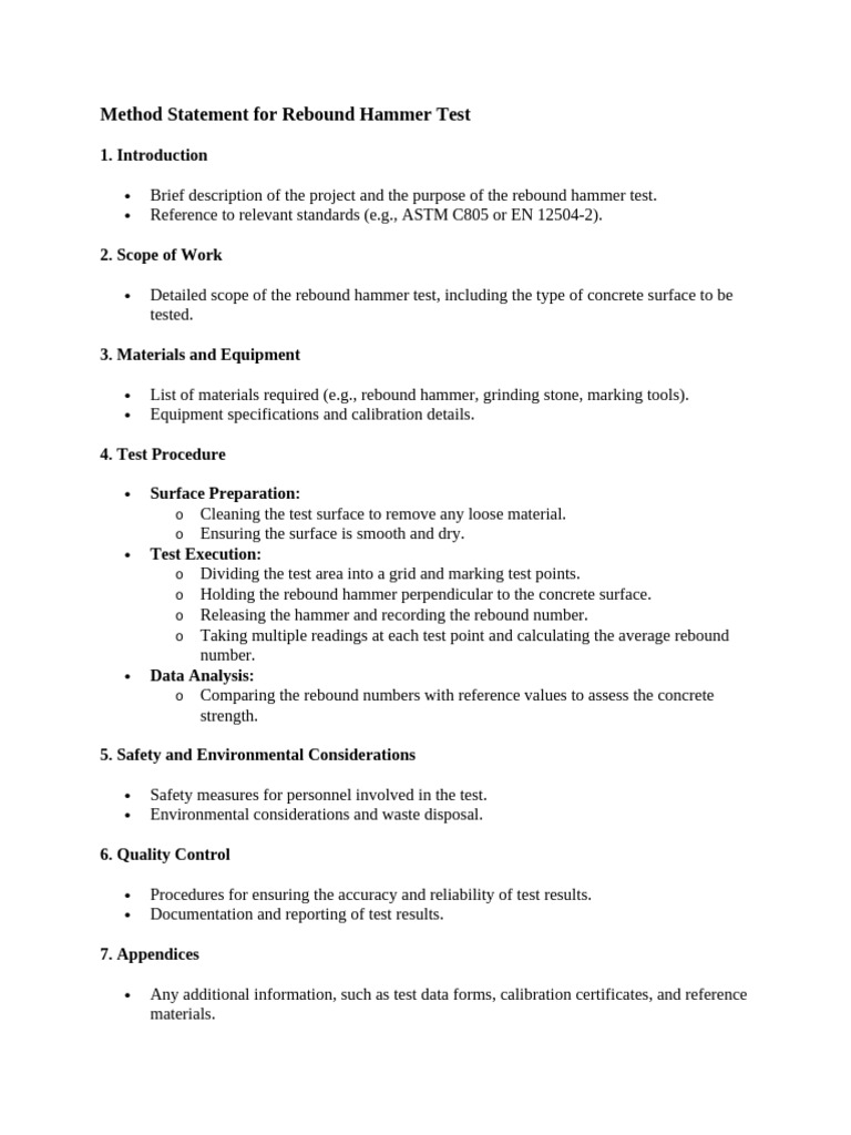 Rebound Hammer Test Method Statement | PDF