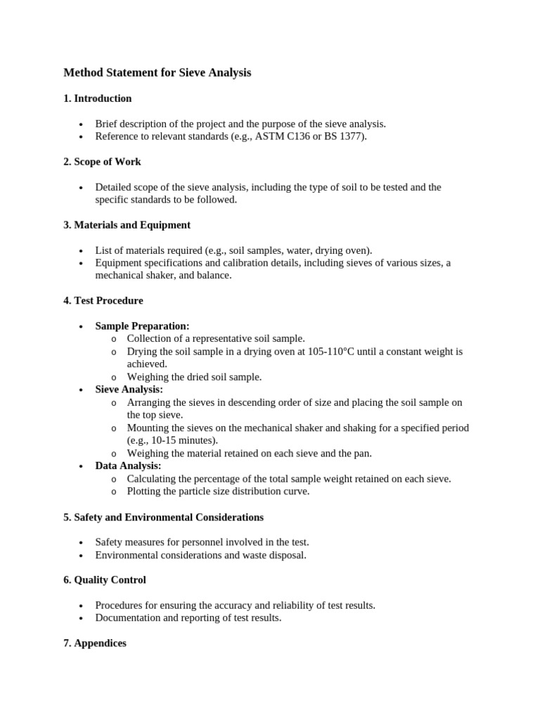 Sieve Analysis Method Statement Guide | PDF
