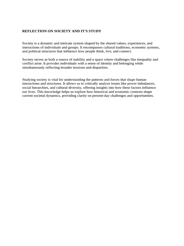 Reflection On Society and It | PDF | Prudence | Society