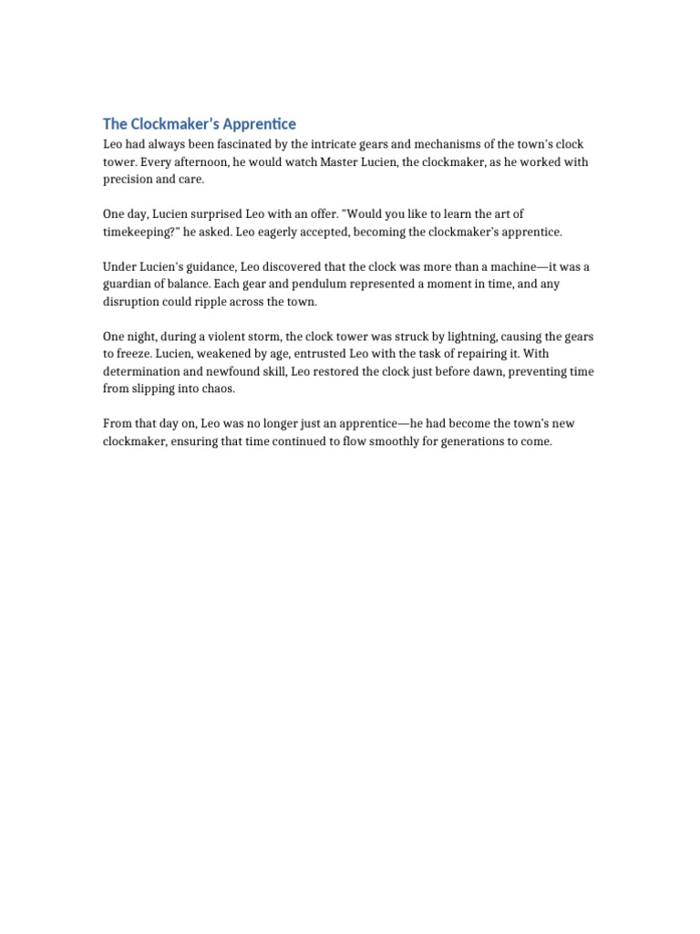 Clockmaker's Apprentice | PDF