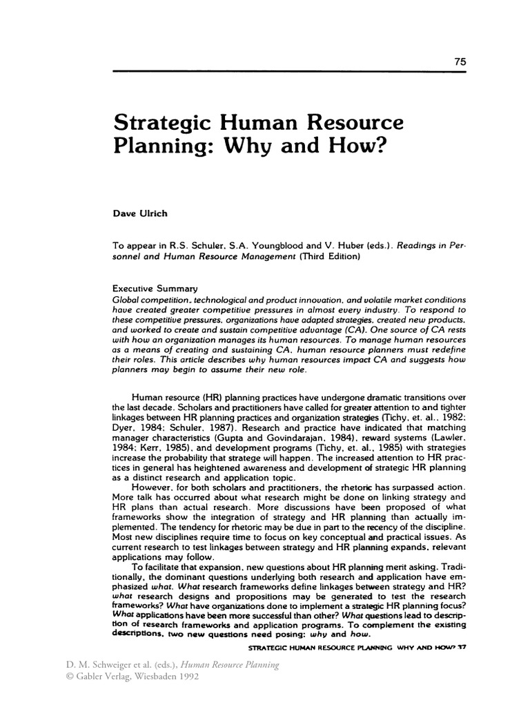 Strategic HR Planning: Importance & Methods | PDF | Human Resource ...