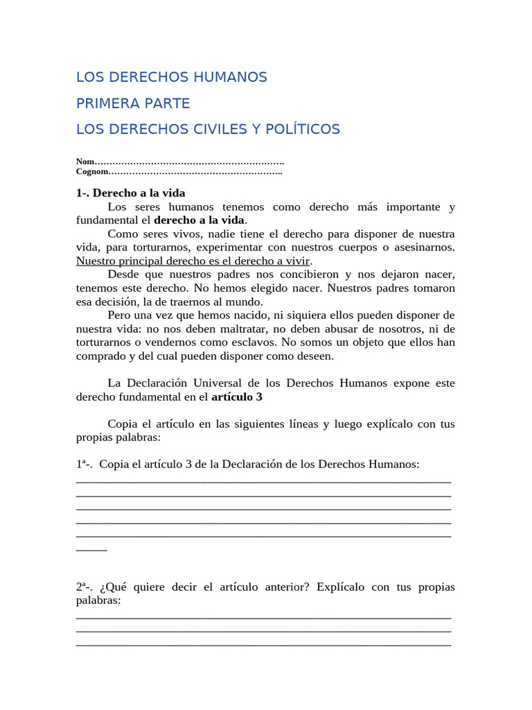 Mcgarret107 - Los Derechos Humanos Primera Parte | PDF | Esclavitud | Paz