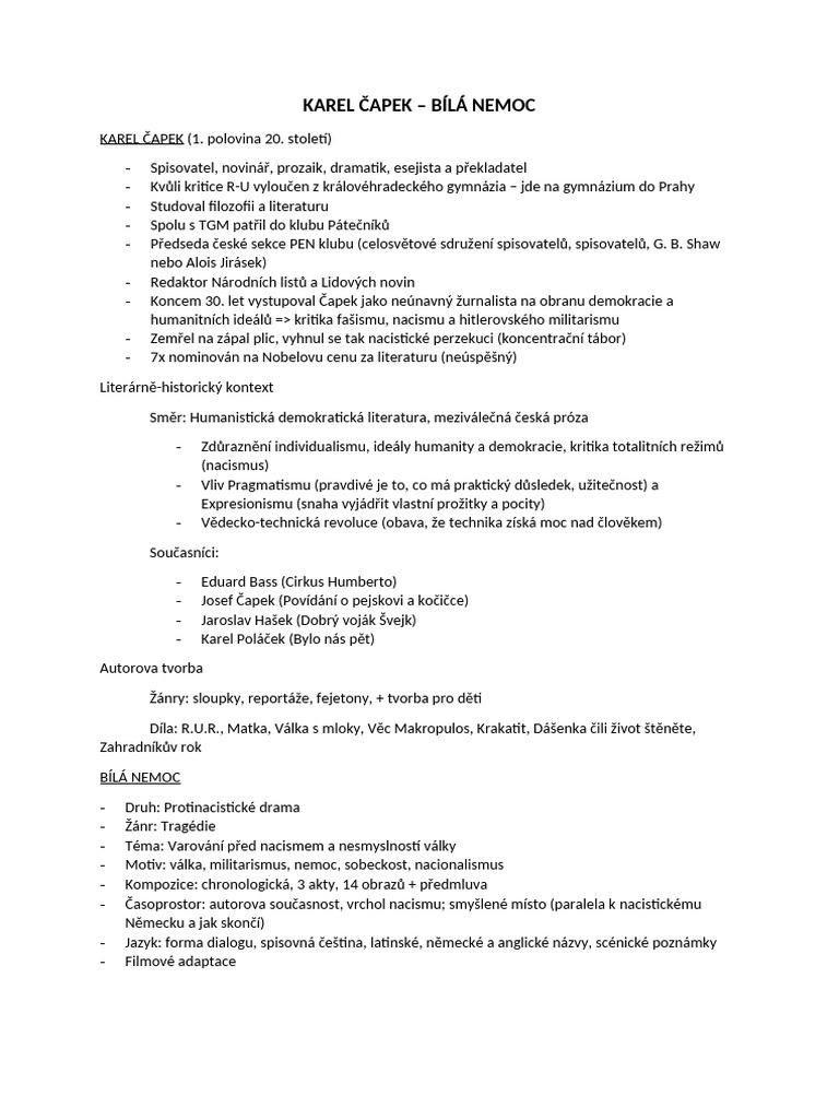 10-ČAPEK - Bílá Nemoc | PDF