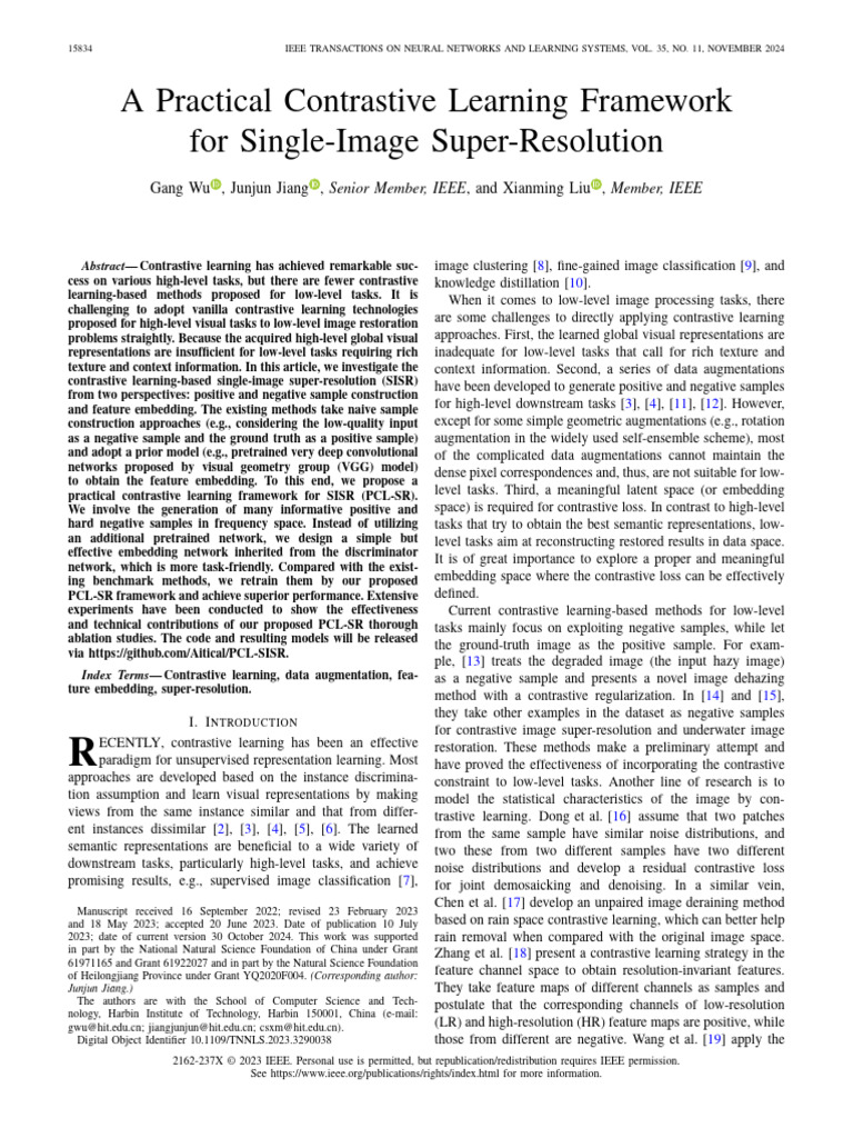 A_Practical_Contrastive_Learning_Framework_for_Single_Image_Super_Resolution | PDF | Artificial ...