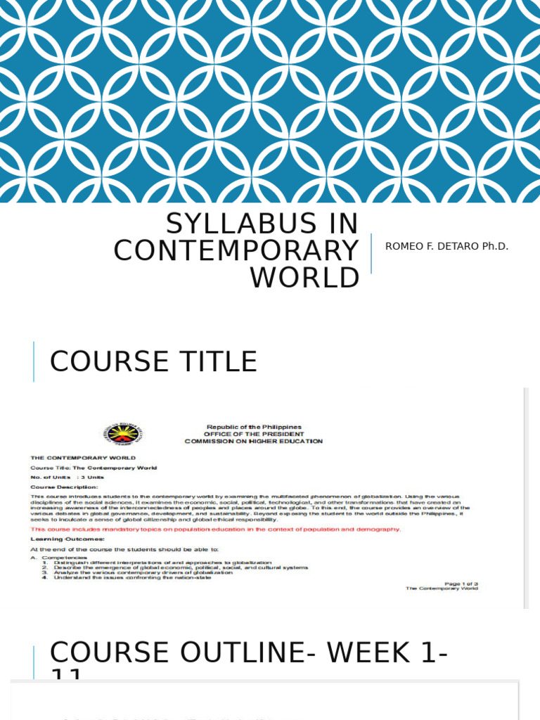 Contempoary World Syllabus | PDF