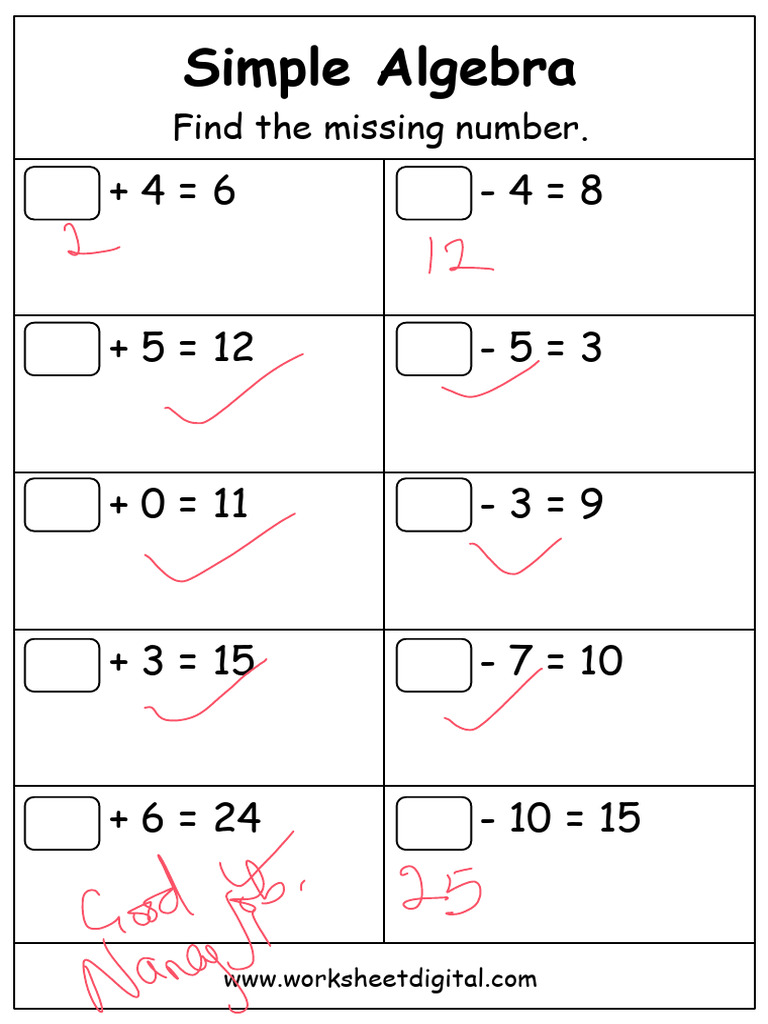 Simple Algebra: Find The Missing Number | PDF