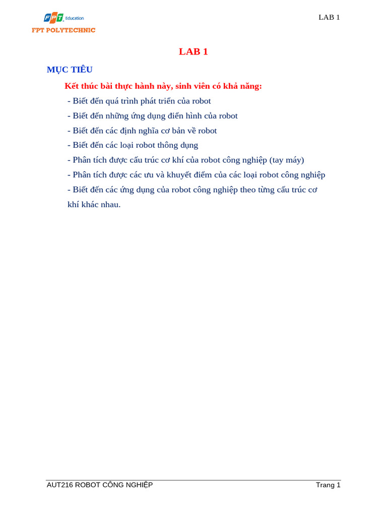 AUT216 - Lab 1 | PDF