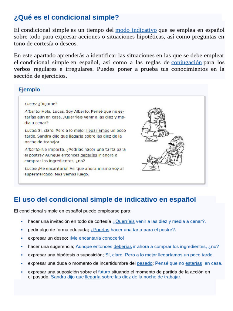Uso y conjugación del condicional simple | PDF | Verbo