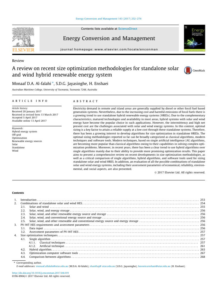 Energy Conversion and Management: Monaaf D.A. Al-Falahi, S.D.G. Jayasinghe, H. Enshaei | PDF ...